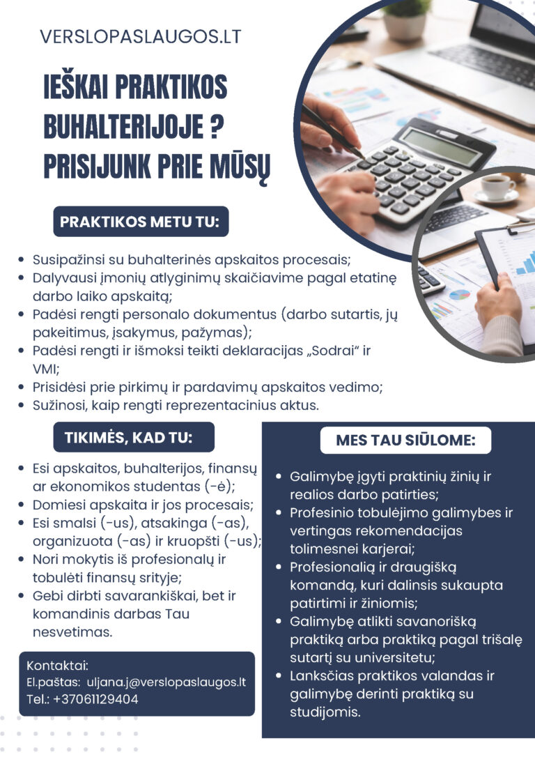 Praktikos pasiūlymas: IEŠKAI PRAKTIKOS BUHALTERIJOJE? - LTVK